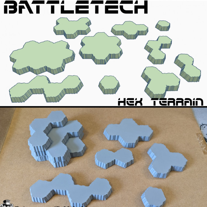 3D Printable Battletech Hex Style terrain by brander roullett