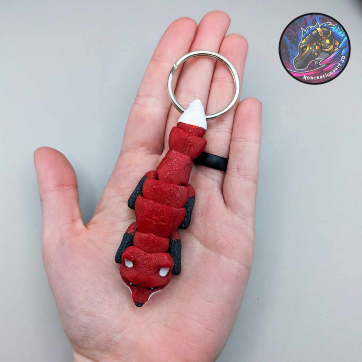 3D Printable Baby Fox Flexi Keychain by Kirsten M