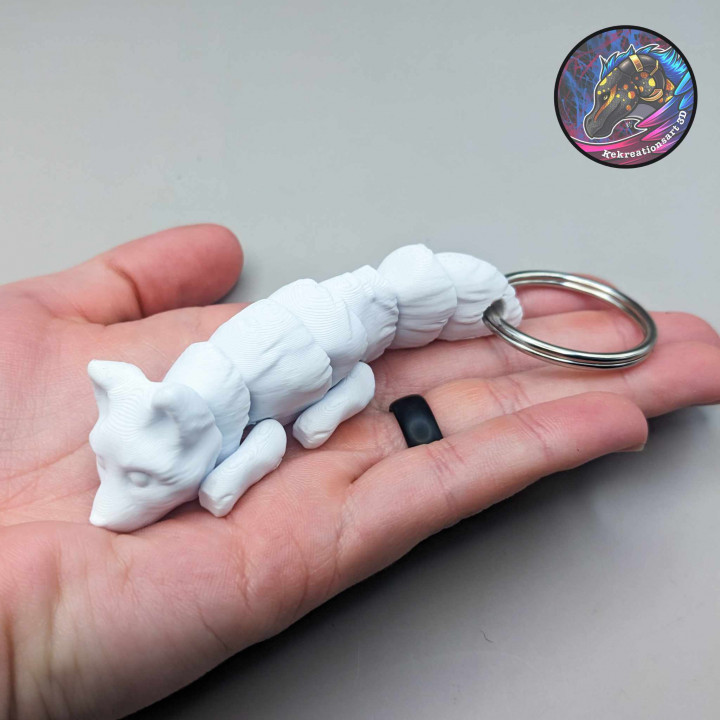 3D Printable Baby Fox Flexi Keychain by Kirsten M