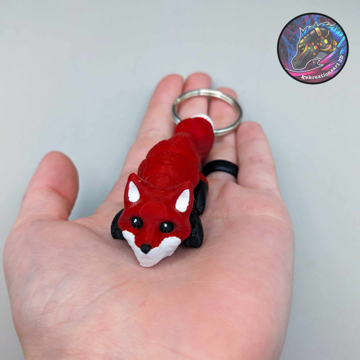 3D Printable Baby Fox Flexi Keychain by Kirsten M