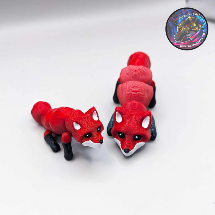 3D Printable Baby Fox Flexi Keychain by Kirsten M