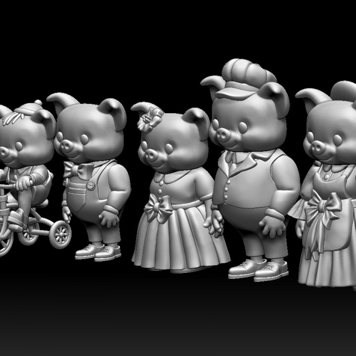 3D Printable family pigs by 3Dimontis