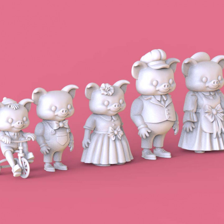 3D Printable family pigs by 3Dimontis