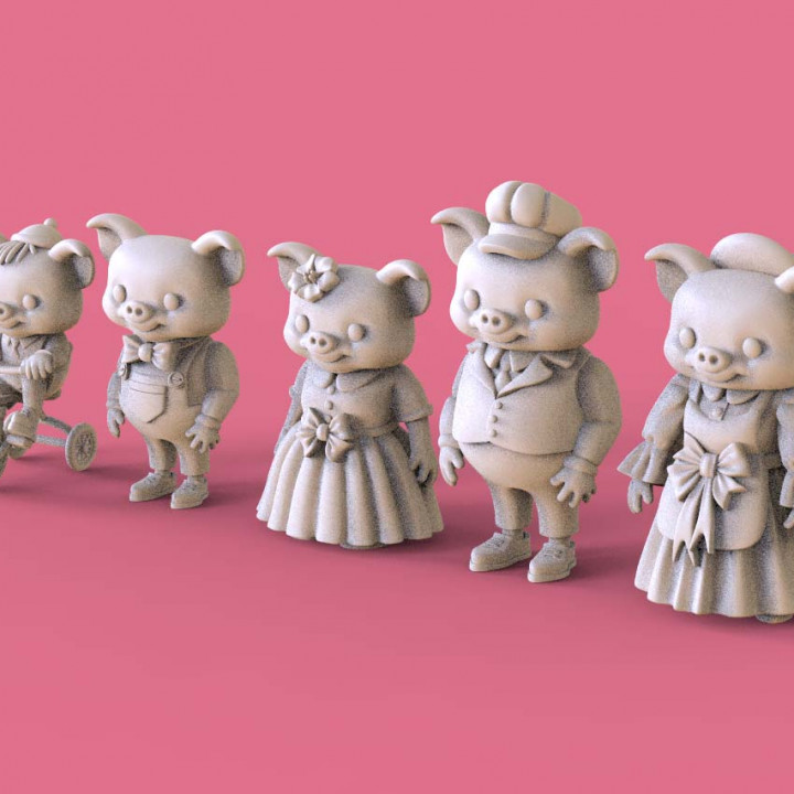 3D Printable family pigs by 3Dimontis