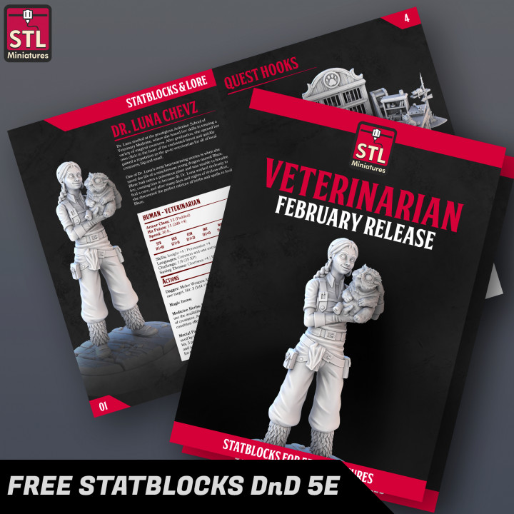 3D Printable StatBlocks - Veterinarian Set by STL Miniatures