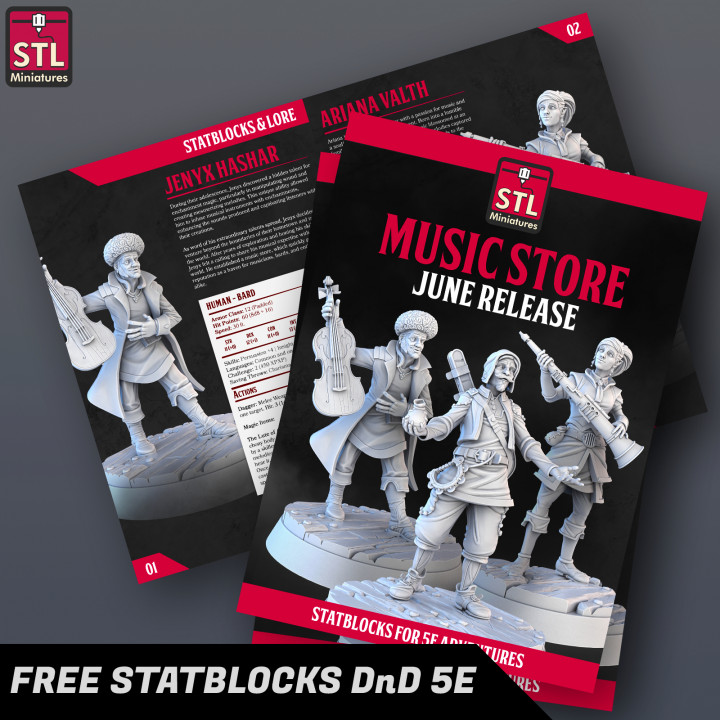 3D Printable StatBlocks - Music Store Set by STL Miniatures