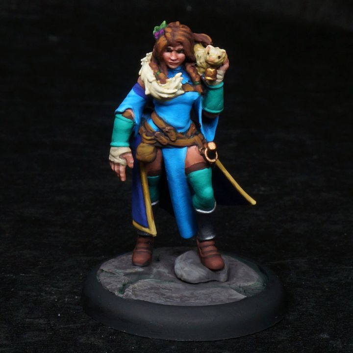 3D Print of Human Druid with Weasel (PRESUPPORTED) by doctorfaust1