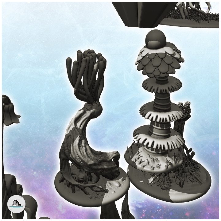 3D Printable Set of alien mushroom plants (6) - Future Sci-Fi SF Post ...