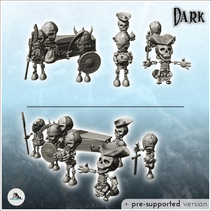 3D Printable Set of small pirate skeleton figures (1) - Pirate Jungle ...