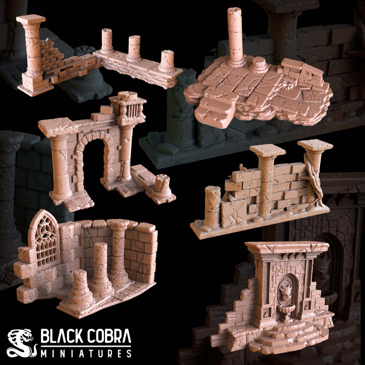 3D Printable Bundle Ruins Set by BlackCobraMiniatures
