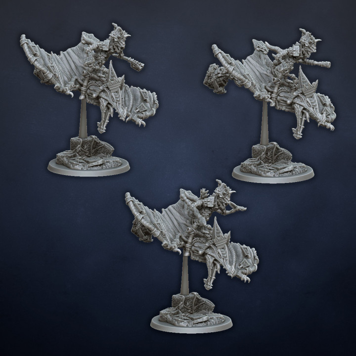 3D Printable Skink Veteran on Pteradon by Dragon's Lake Miniaturas