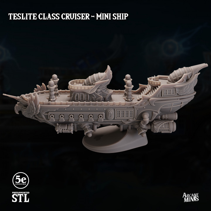 3D Printable Teslite Class Cruiser - Mini Ship by Sordane Publishing
