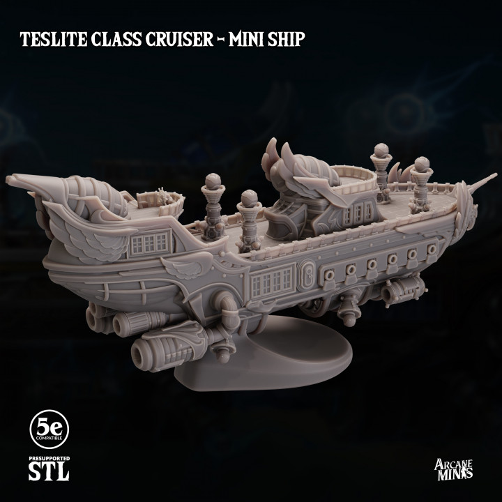 3D Printable Teslite Class Cruiser - Mini Ship by Sordane Publishing