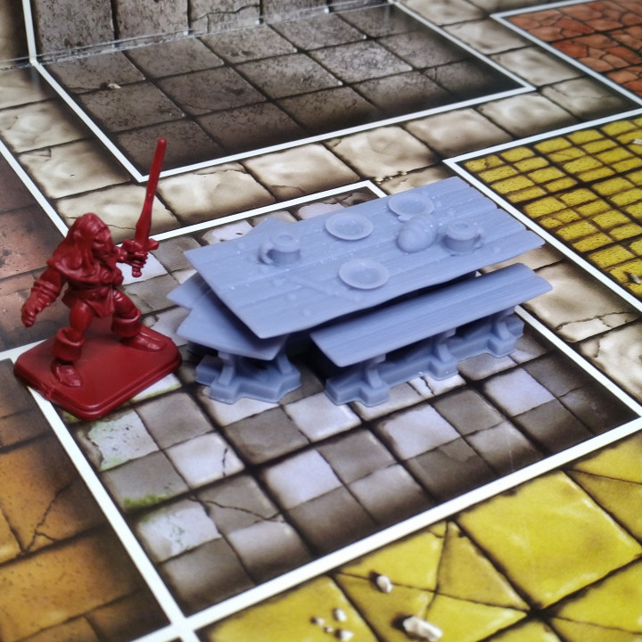 3D Printable Tables for use with HeroQuest by Andy at MeepleForge