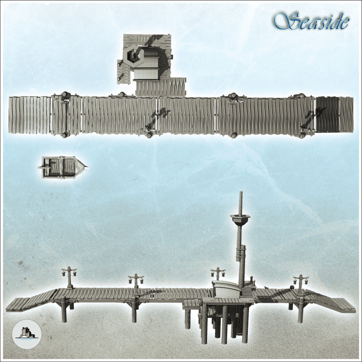 3D Printable Modular set of medieval wooden pontoons with mast and boat ...