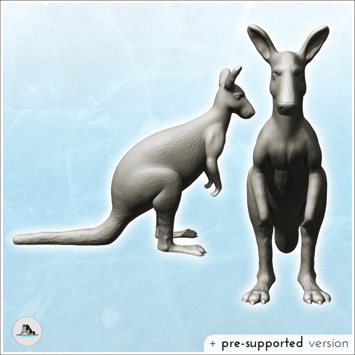 3D Printable Kangaroos (15) - Animal Savage Nature Circus Scuplture High-detailed by Hartolia ...