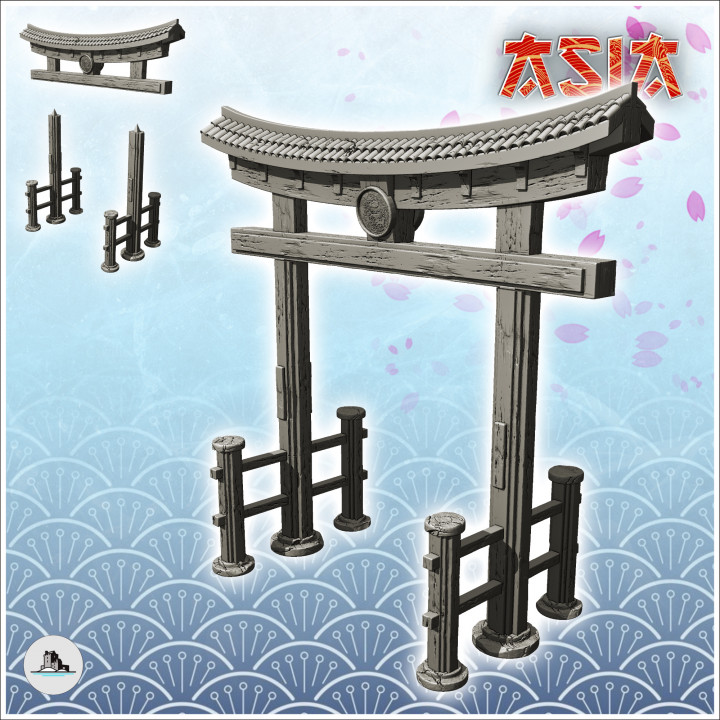 3D Printable Oriental wooden Tory gate (1) - Medieval Asia Feudal Asian ...