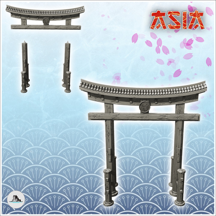 3D Printable Oriental wooden Tory gate (1) - Medieval Asia Feudal Asian ...