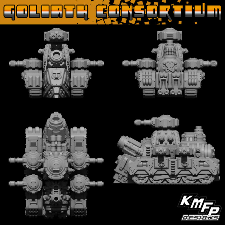 3D Printable Goliath Consortium Battle Locomotive (6-8mm) by KMFP Designs