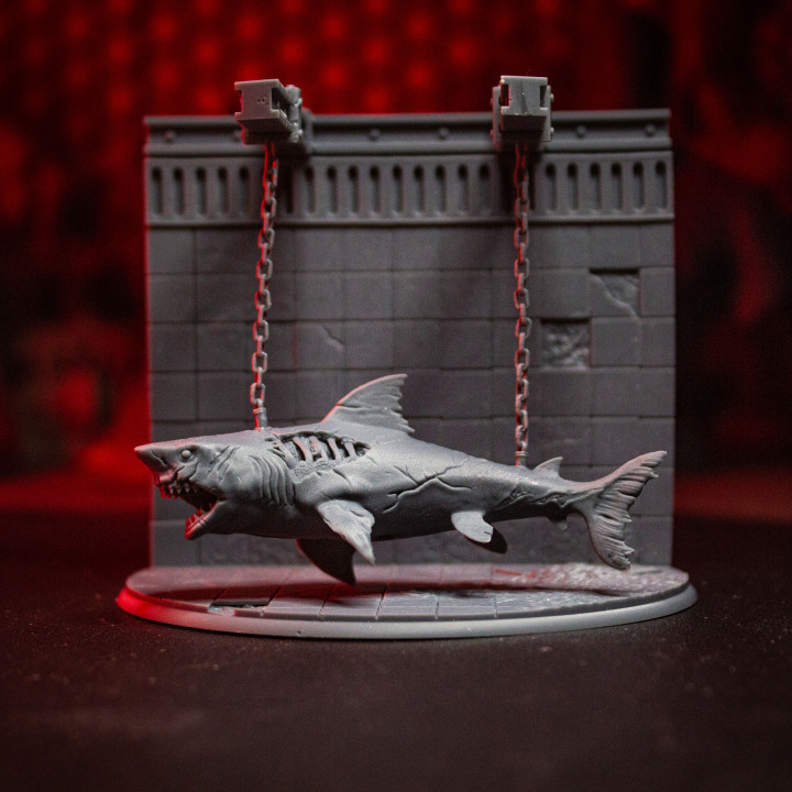 3D Printable Zombie Shark diorama - presupported by Wekster