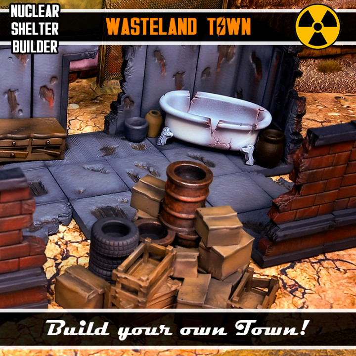 3D Printable WASTELAND TOWN (Nuclear Shelter Builder v.2) by Tiny Furniture