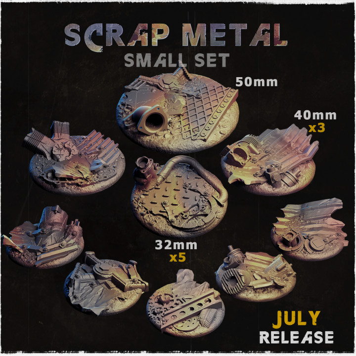 3D Printable Scrap Metal - Bases & Toppers (Small Set) by Zabavka Workshop