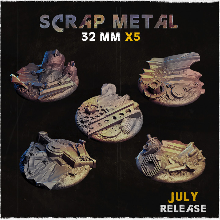 3D Printable Scrap Metal - Bases & Toppers (Small Set) by Zabavka Workshop