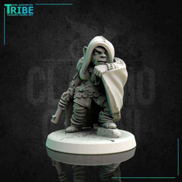3D Printable (0156) Male halfling hobbit rogue thief assassin with cape ...