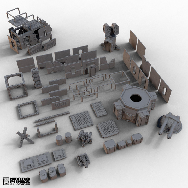 3D Printable CYBERPUNK WARFARE ASSETS by Necropunks Miniatures