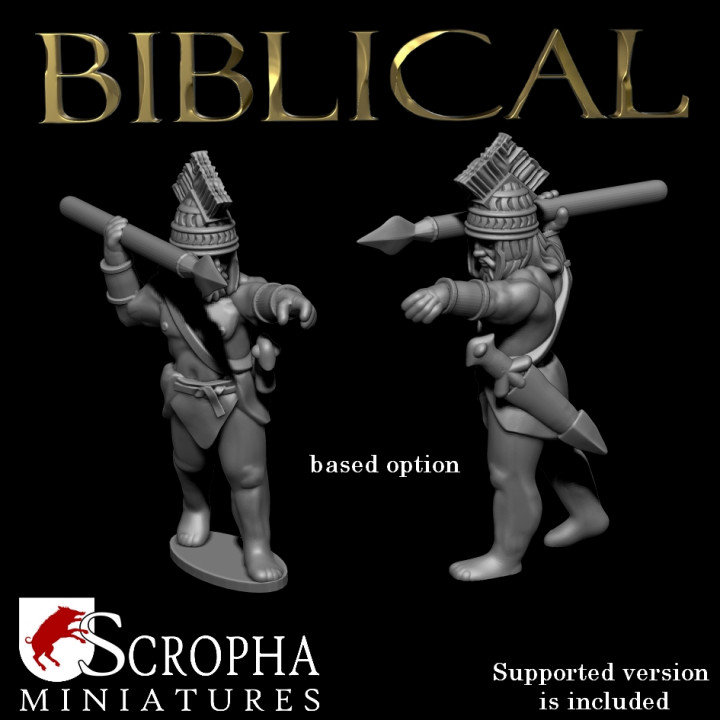 3D Printable Mycenaean javelinmen Biblical by Scropha Miniatures