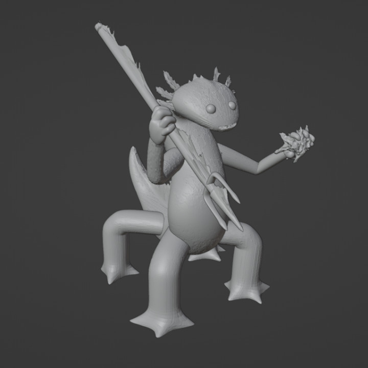 3D Printable Axolotl Salamander FIre Elemental C by Amateur Allies