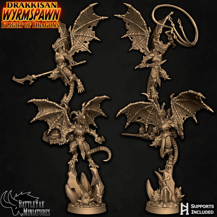 3D Printable Drachon Harbinger 4-Pack A by Battle Yak Miniatures