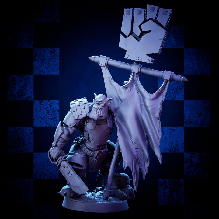 3D Printable MrModulork's Orc Banner Guy by MrModulork