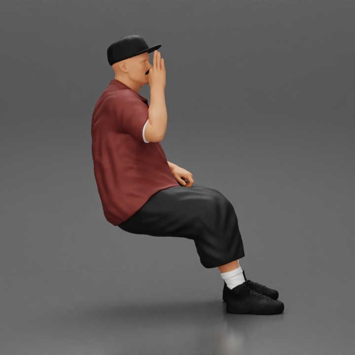 3D Printable Gangster homie in cap Sitting On the car And Smoking Cigar ...