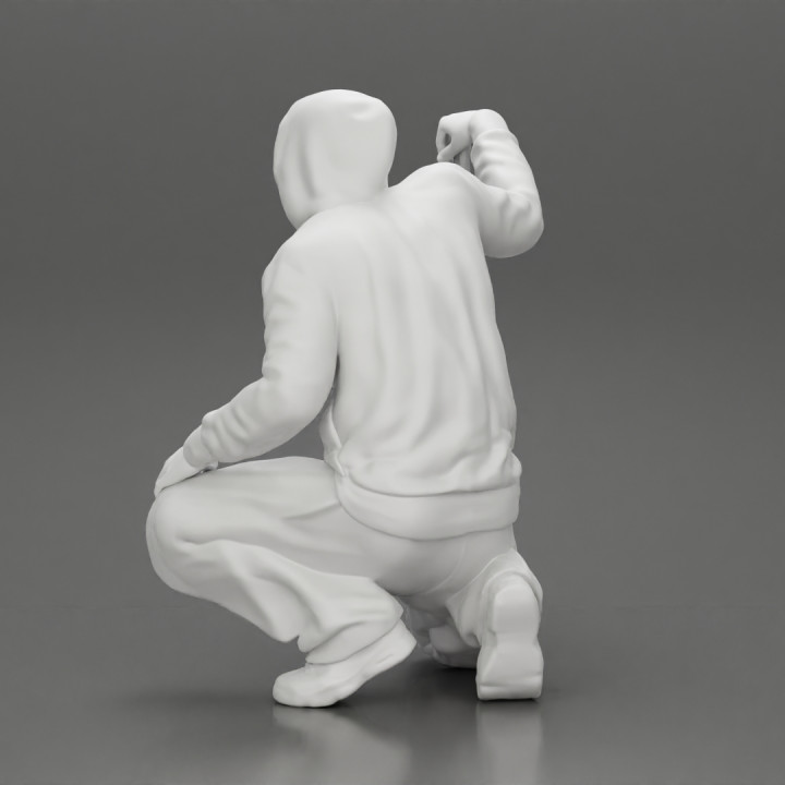 3D Printable gangster homie in hoodie sitting holding a baseball bat by ...