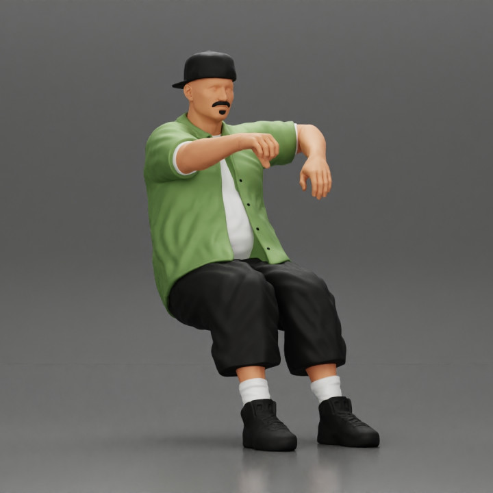 3D Printable gangster homie in cap backwards with arm on window driving ...