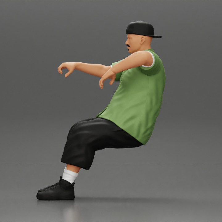 3D Printable gangster homie in cap backwards with arm on window driving ...