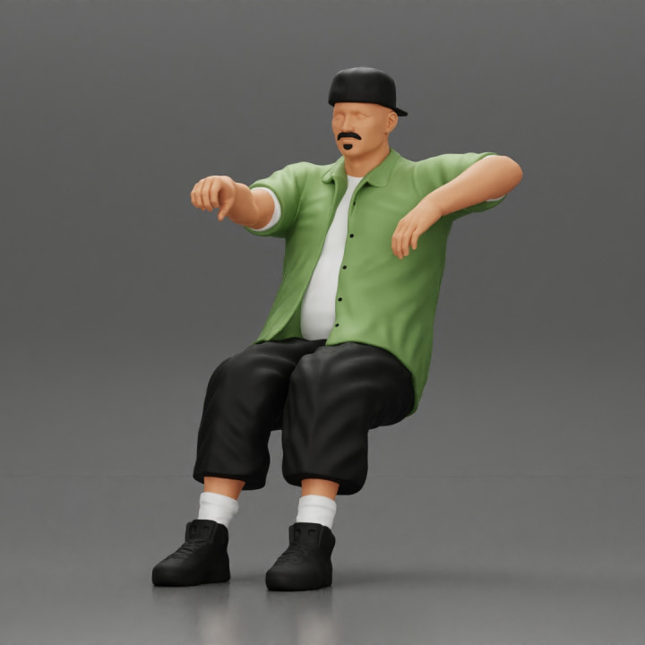 3D Printable gangster homie in cap backwards with arm on window driving ...