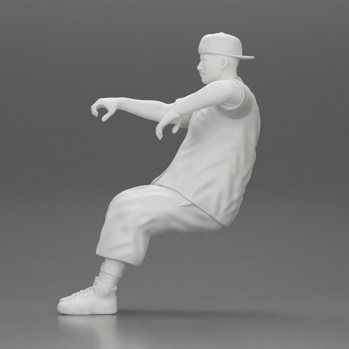 3D Printable gangster homie in cap backwards with arm on window driving ...