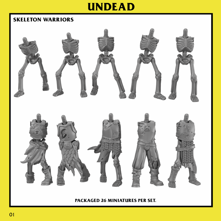 3D Printable UNDEAD: Skeleton Warriors Unit by Monstrous Encounters