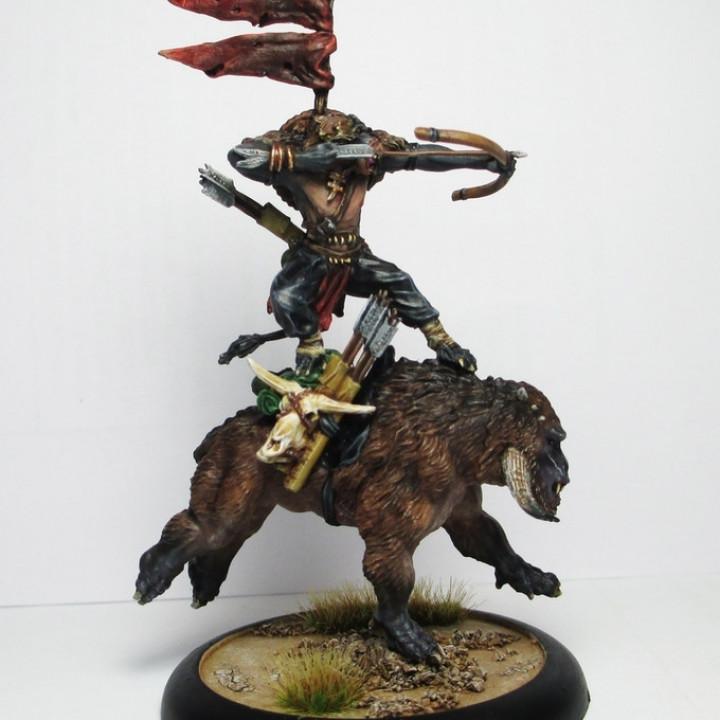 3D Printable Gel12: Geladan (baboon man) acrobatic archer on warbeest ...