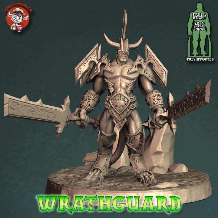 3D Printable Wrathguard standing - 32mm scale pre-supported miniature ...