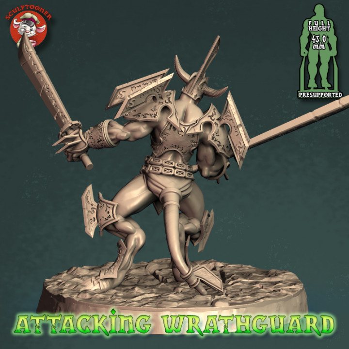 3D Printable Wrathguard attacking - 32mm scale pre-supported miniature ...