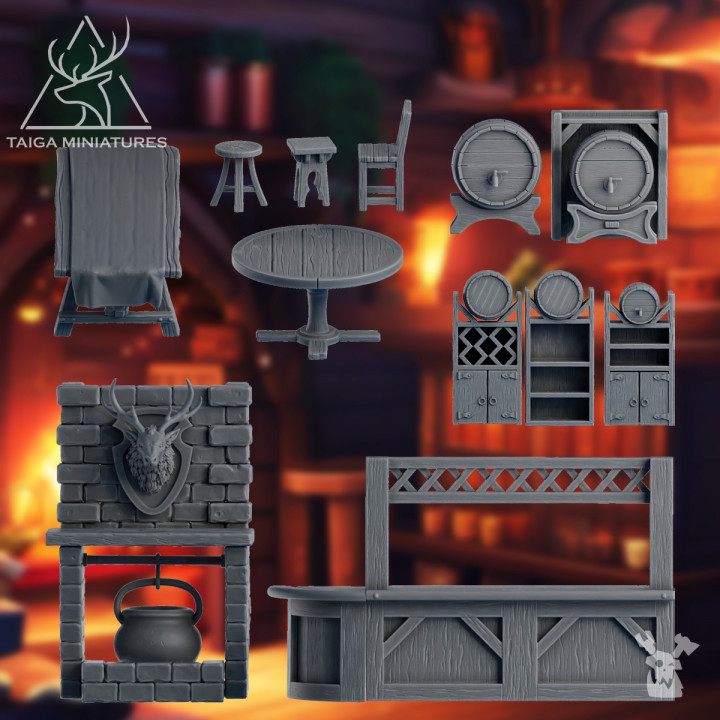 3D Printable Fantasy Tavern by Taiga Miniatures