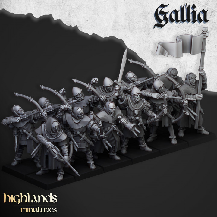 3D Printable Gallia Archers - Highlands Miniatures by Highlands Miniatures