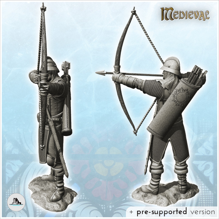 3D Printable Medieval archer shooting (with two versions of bows) (22 ...