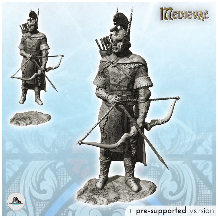 3D Printable Observation archer commander with full armor and helmet ...