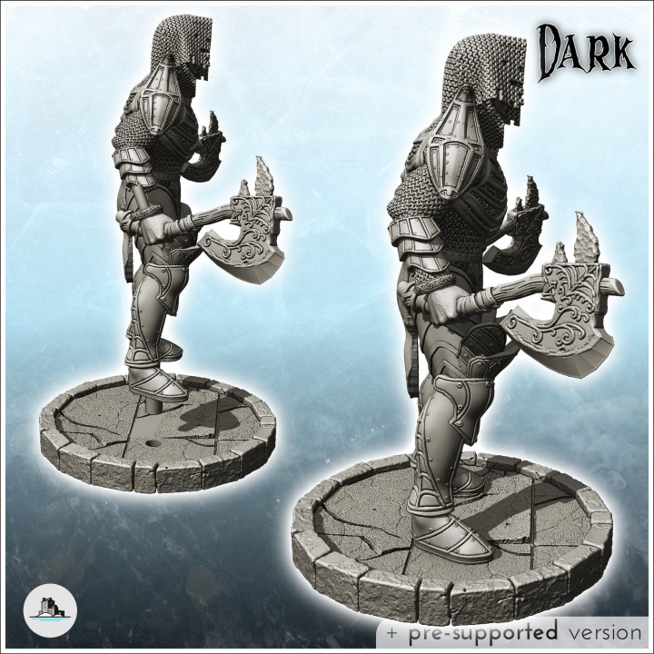 3D Printable Skeleton warrior with two axes and chain mail (27 ...