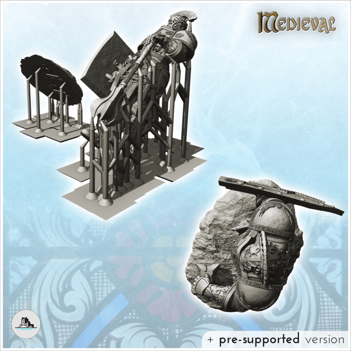 3D Printable Elite infantryman with heavy armor, metal shield and mace ...