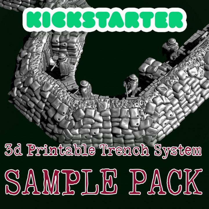 3D Printable FREE Samples of Trench Defence System by Fickle Dice Games